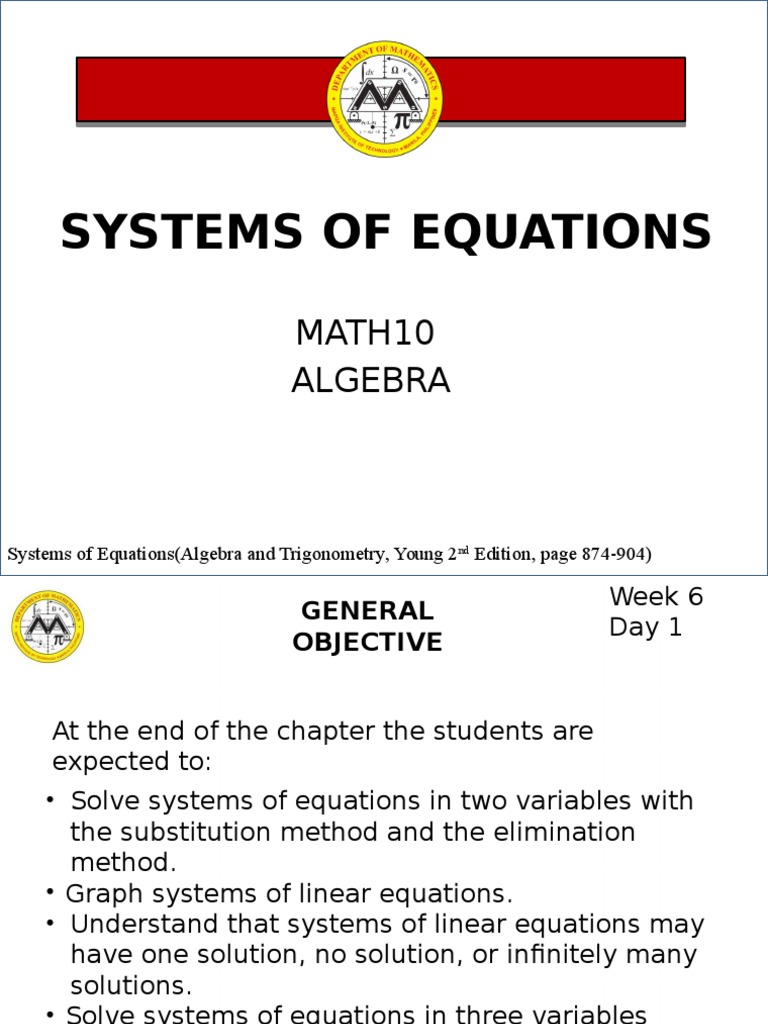 Systems of Equations Lesson 5 | PDF | Equations | System Of Linear ...