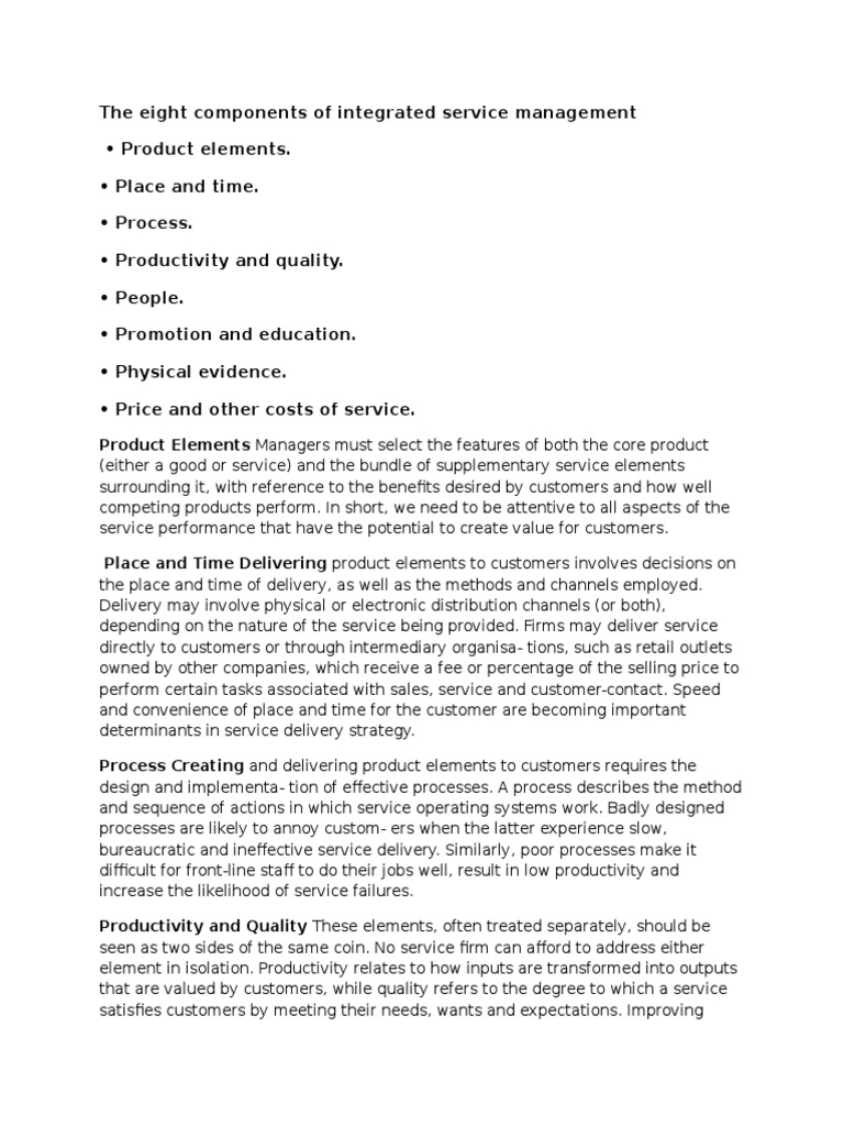 The Eight Components of Integrated Service Management | PDF | Marketing ...