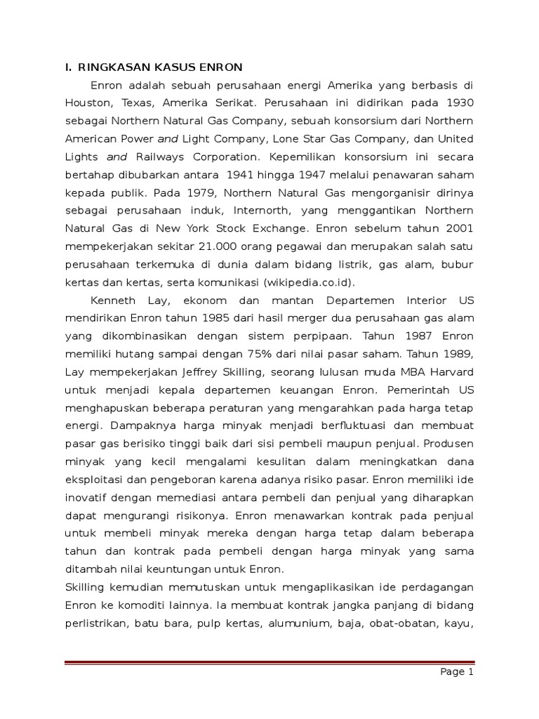 Makalah Kasus ENRON | PDF