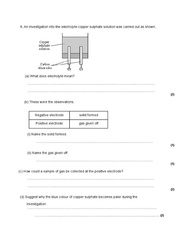 Copper Sulfate Electrolysis Insights | PDF | Materials | Applied And ...