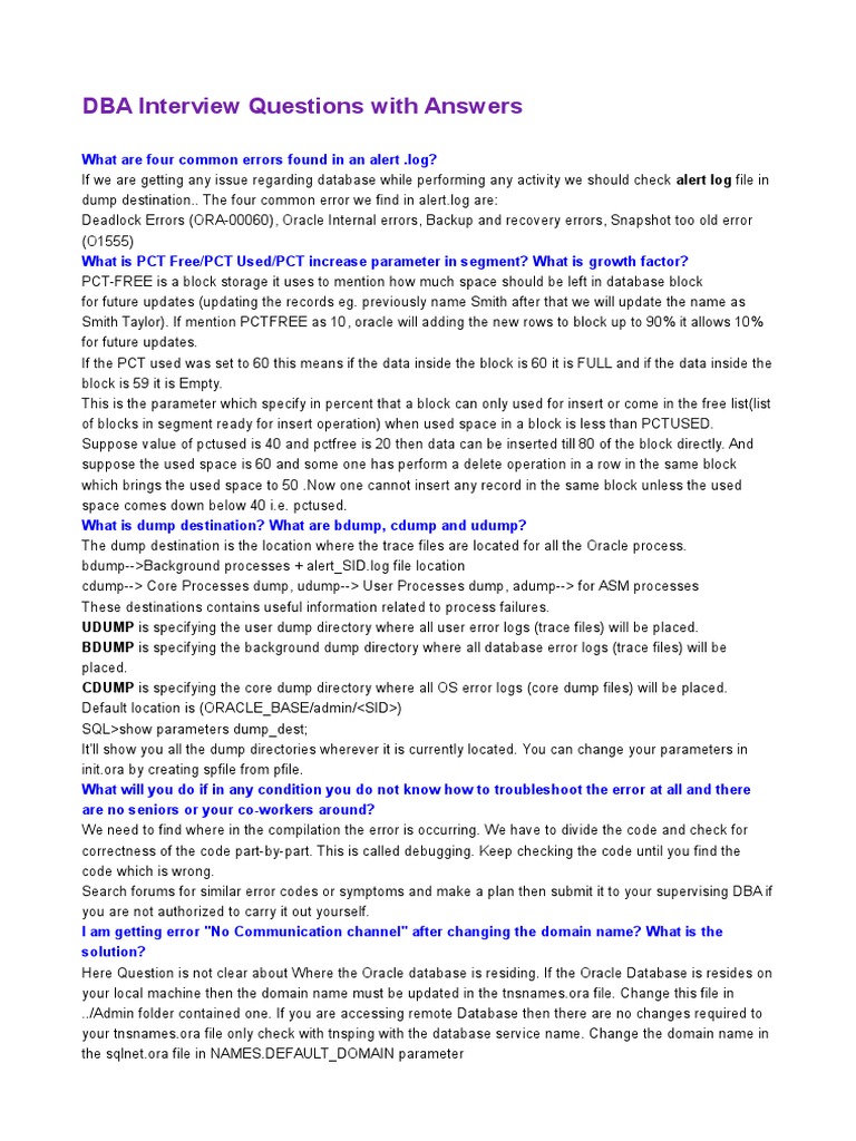 DBA Interview Questions With Answers | PDF | Oracle Database | Backup