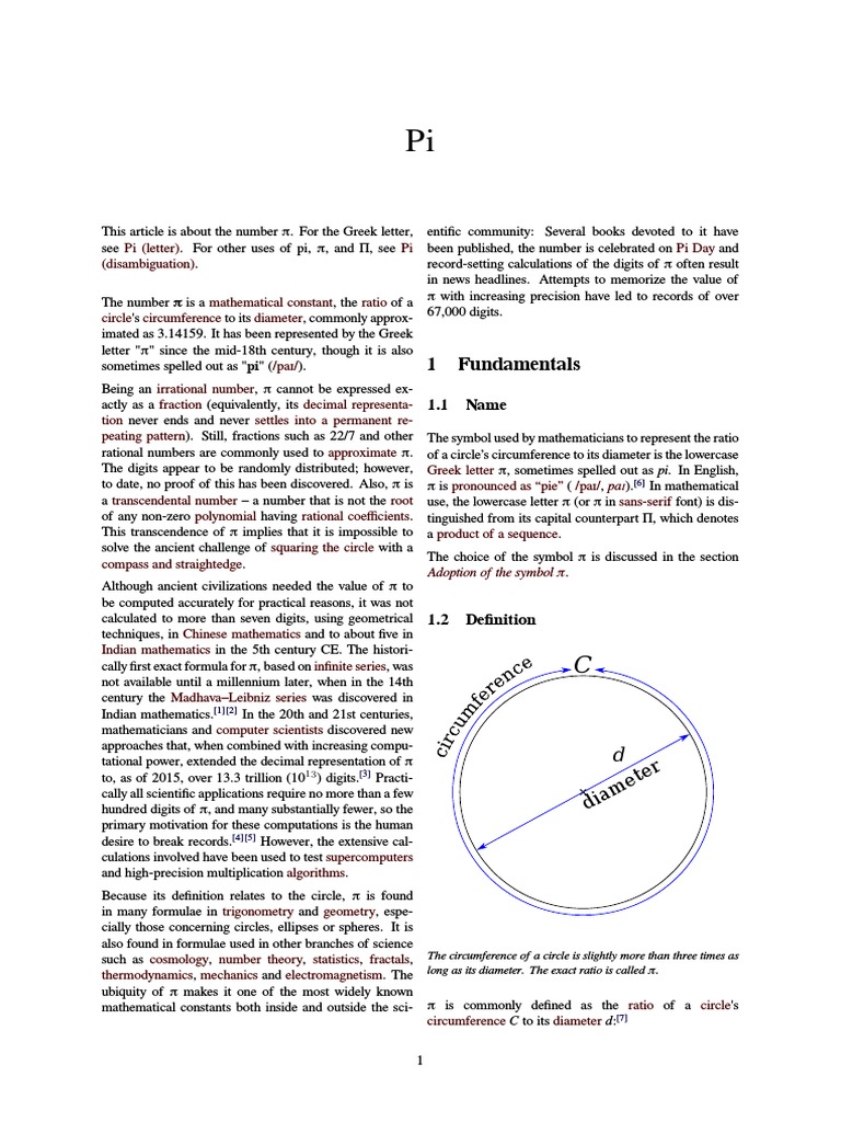 Pi | PDF | Pi | Trigonometric Functions