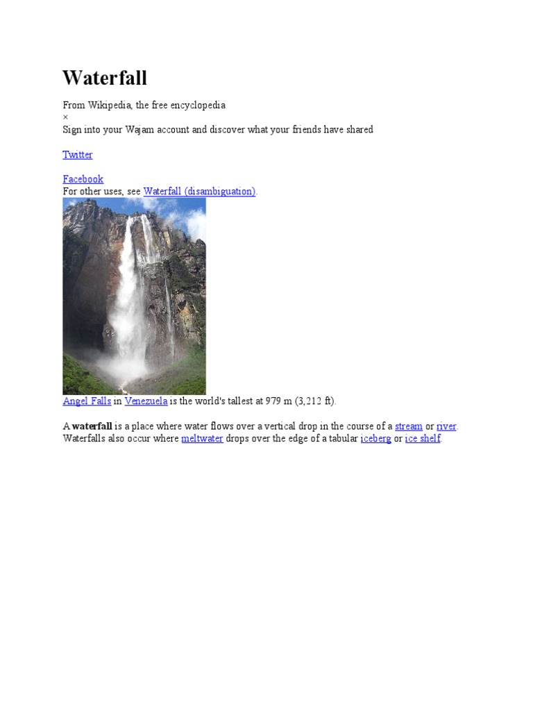 Waterfall: Twitter Facebook Waterfall (Disambiguation) | PDF