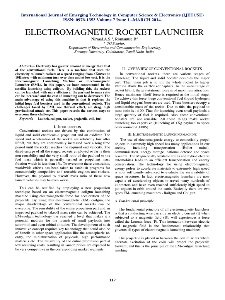Electromagnetic Rocket Launcher PDF | PDF | Rocket | Spacecraft Propulsion