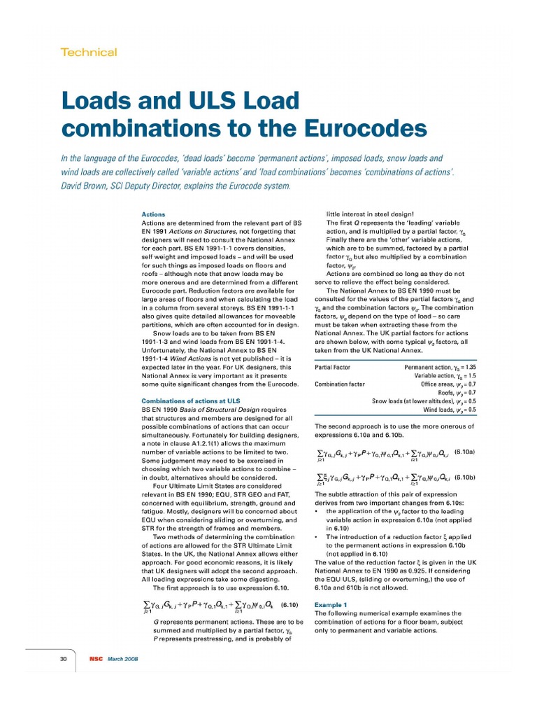 Eurocode 3 - Loading Combinations | PDF