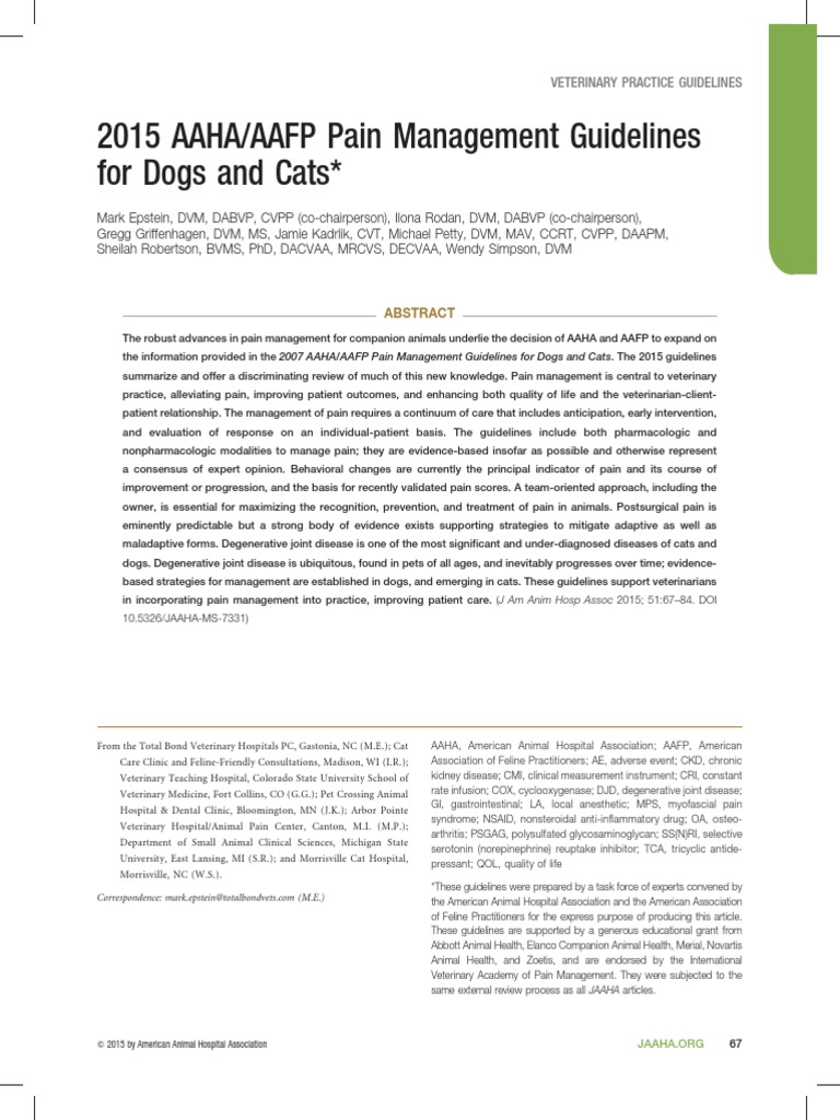 2015 Aaha Aafp Pain Management Guidelines For Dogs and Cats | PDF ... 2015 Aaha Aafp Pain Management Guidelines For Dogs and Cats | PDF ...