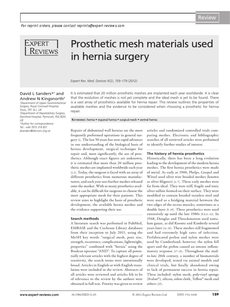 Mesh Materials | PDF | Wound Healing | Collagen