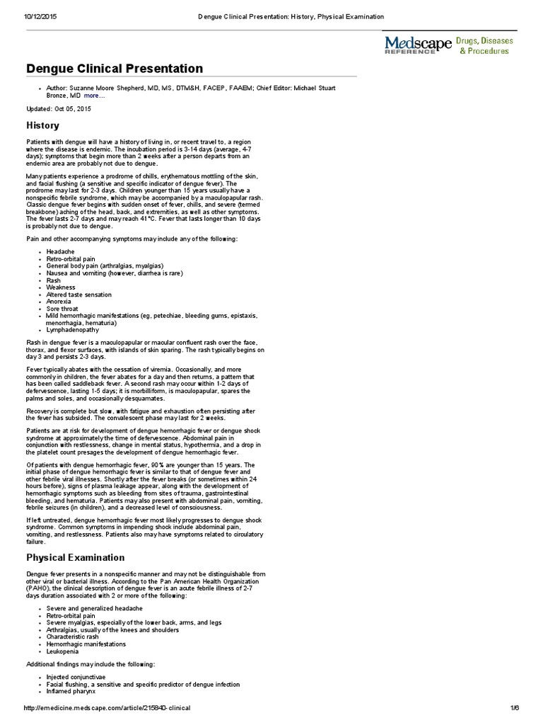 Dengue Clinical Presentation - History, Physical Examination | PDF ...