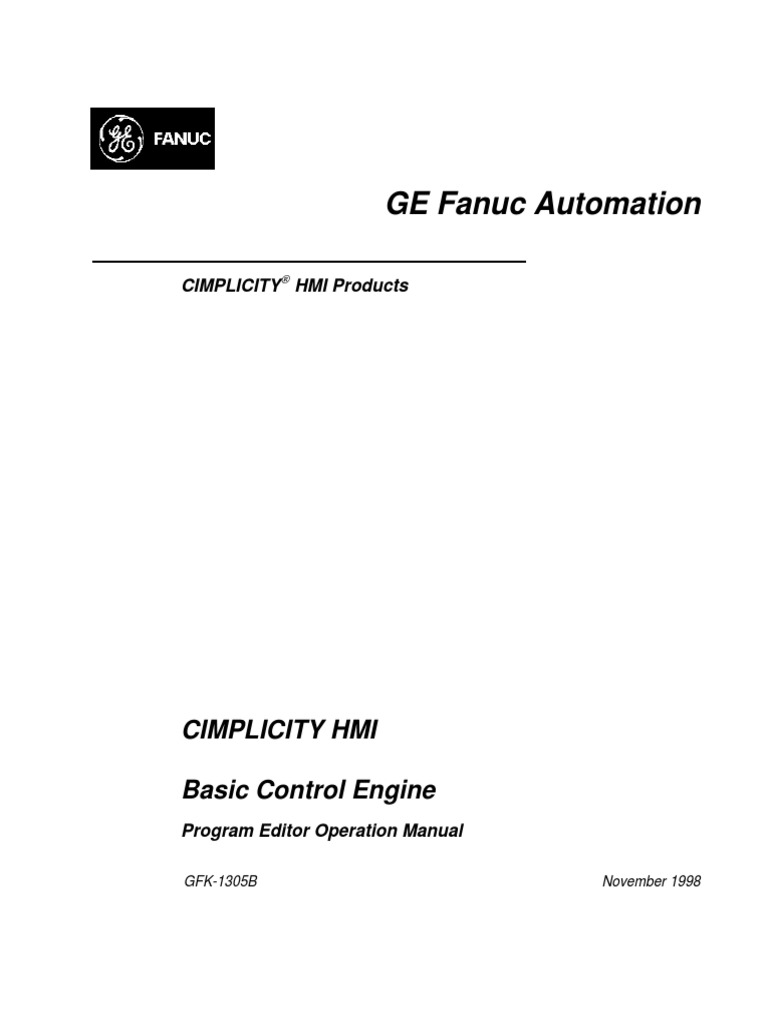 Gfk1305B - CIMPLICITY HMI Basic Control Engine Program Editor Operation ...