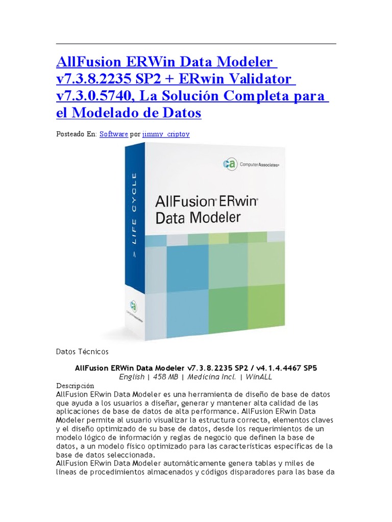 AllFusion ERWin Data Modeler v7 | PDF | Bases de datos | Diseño