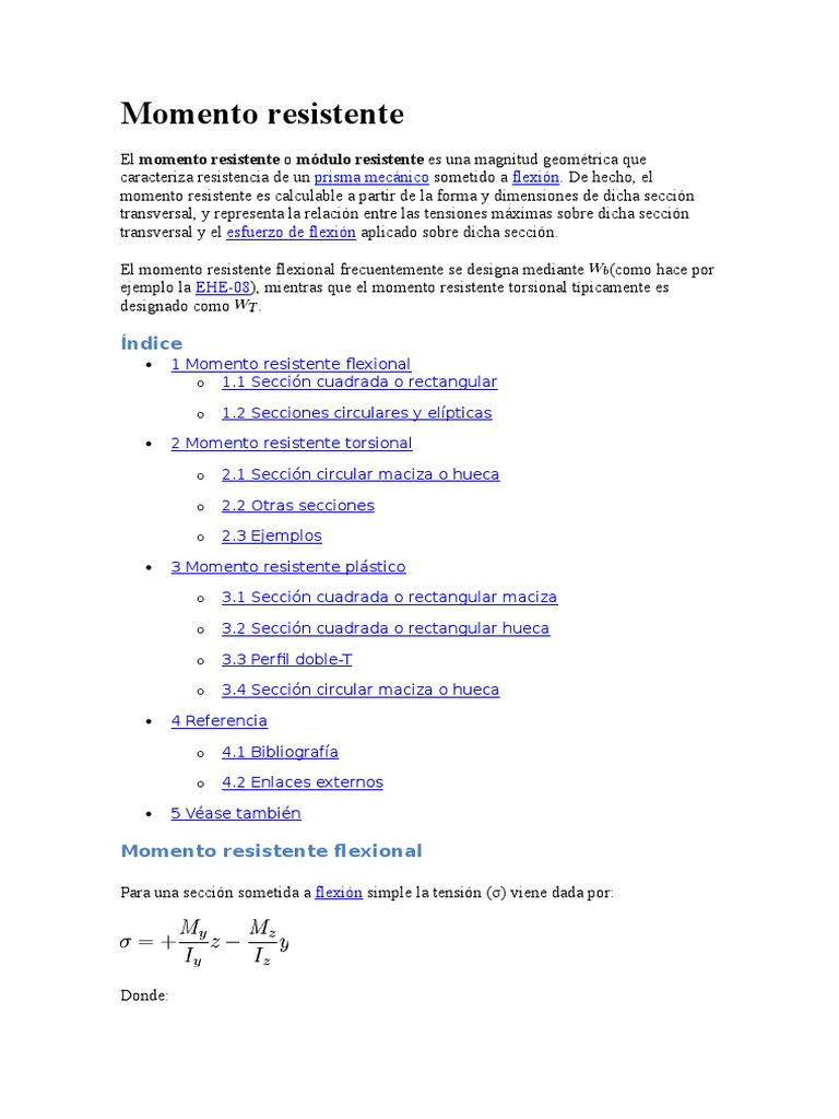 Momento Resistente | PDF | Mecanica clasica | Mecánica
