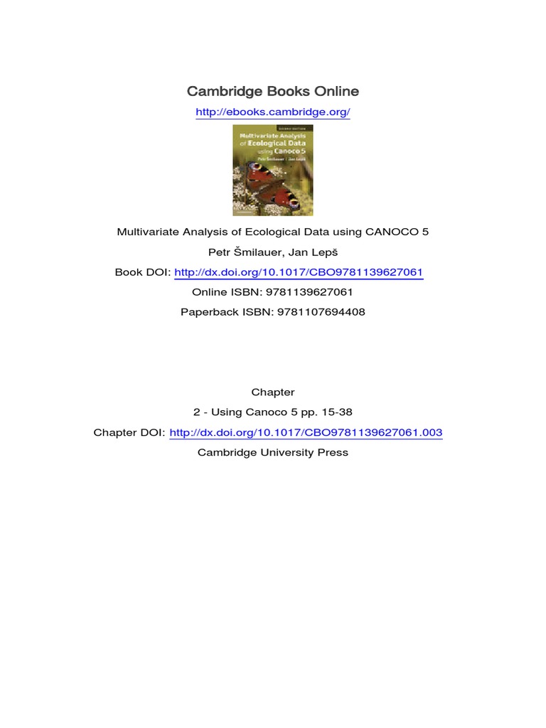 Manual CANOCO 5 | PDF | Spreadsheet | Linear Trend Estimation