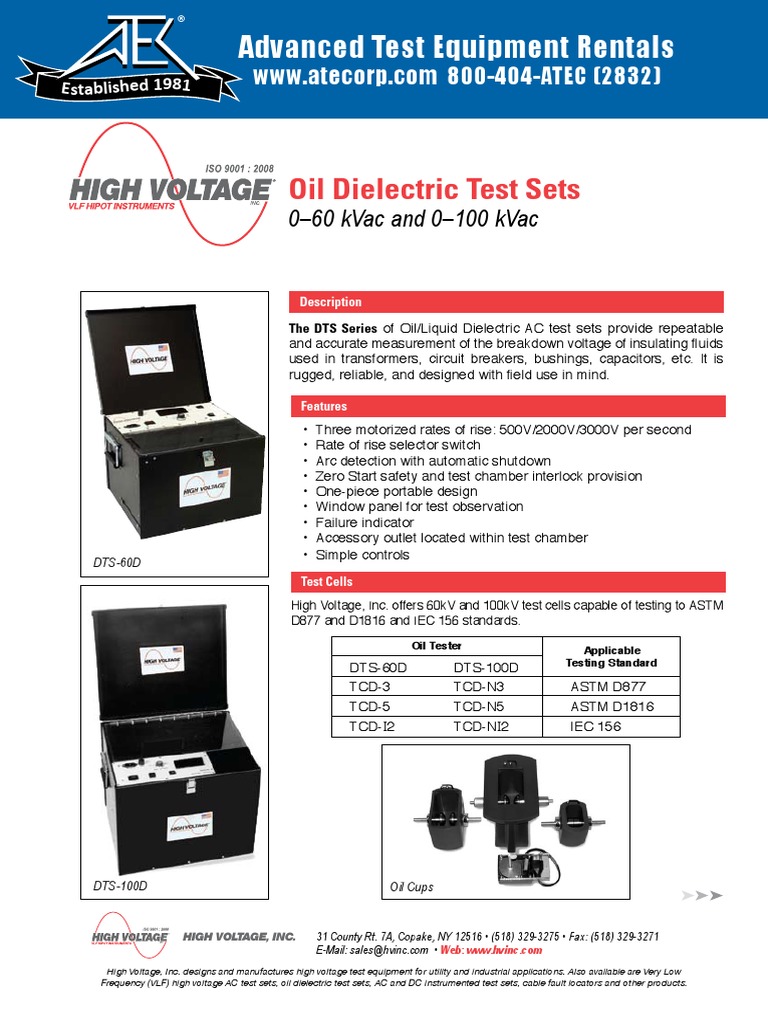 High Voltage DTS 60D Datasheet | PDF | Mains Electricity | High Voltage
