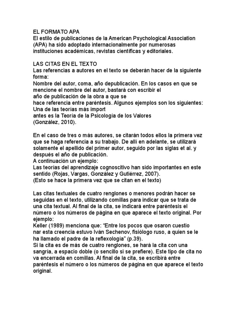 El Formato Apa | Comillas | Texto