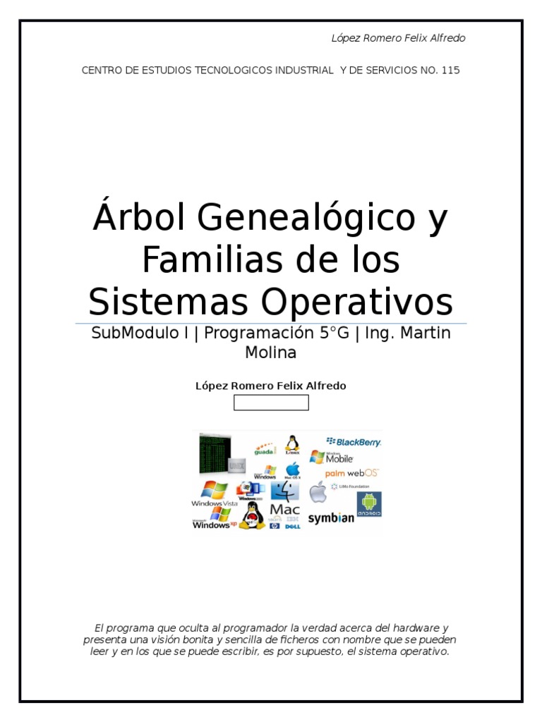 Arbol Genealogico de Los Sistemas Operativos | PDF | Fedora (sistema ...