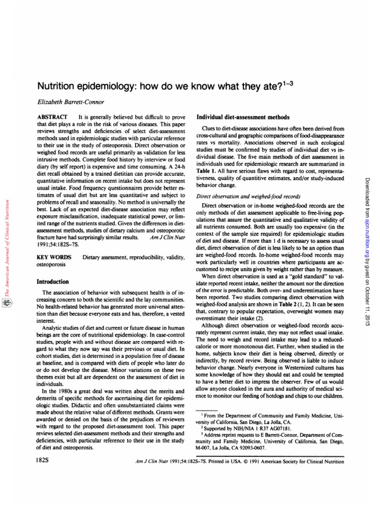 Nutrition Epidemiology | Osteoporosis | Epidemiology