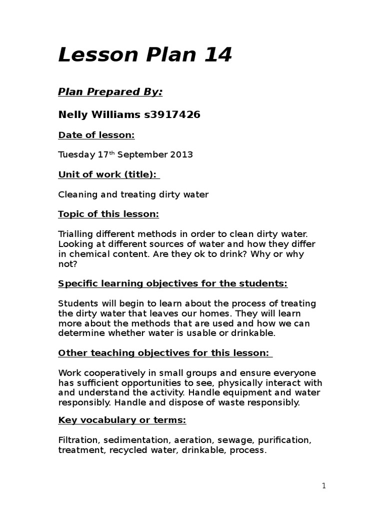 Lesson Plan 14 | PDF | Water Purification | Filtration