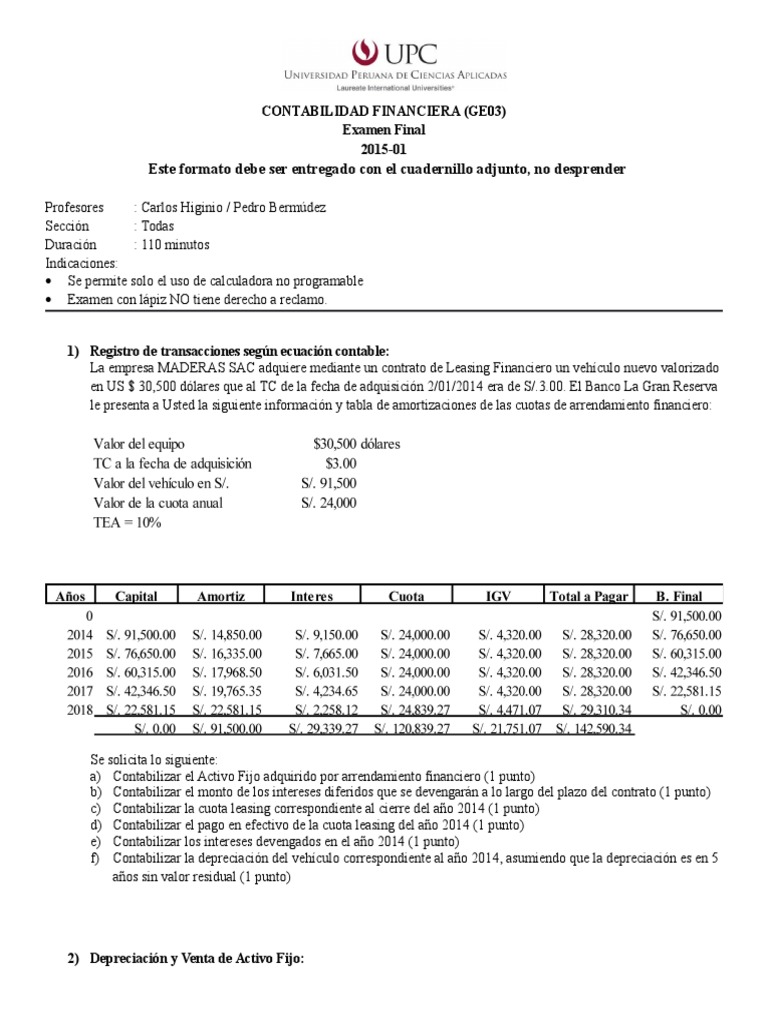 FINALITO | PDF | Arrendamiento | Depreciación