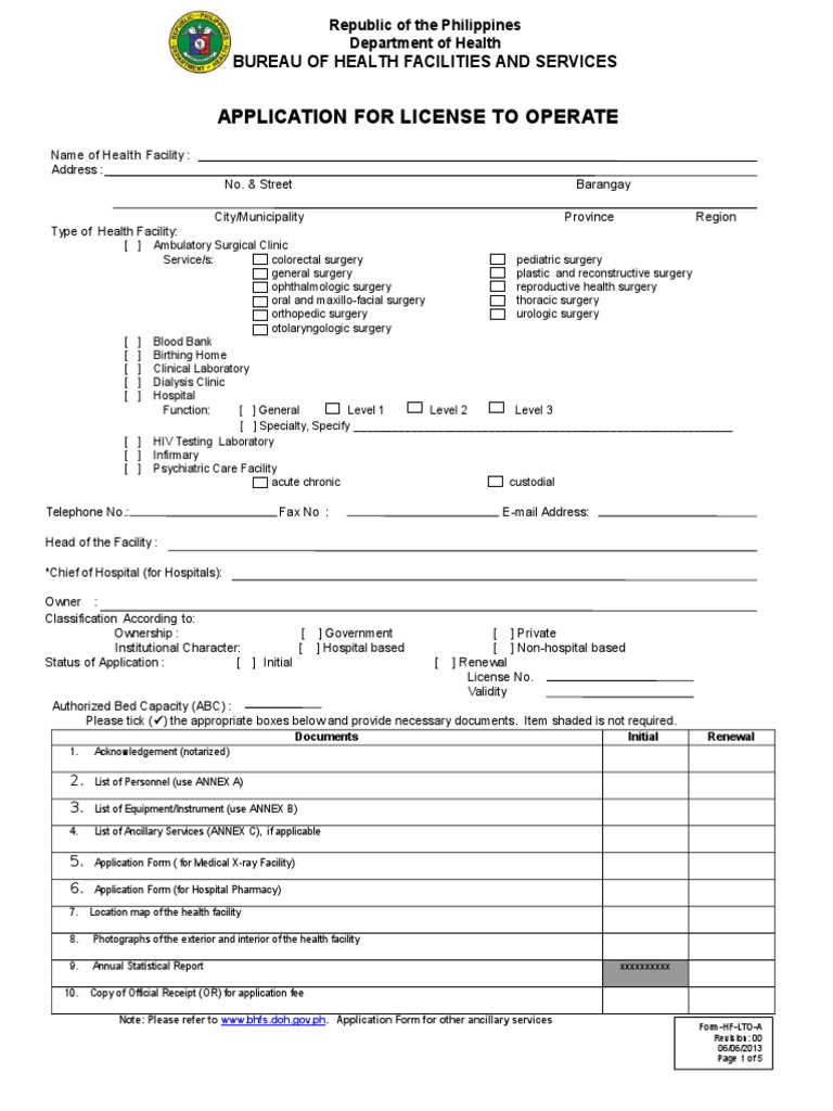 LTO Application Form.doc | Surgery | Clinic