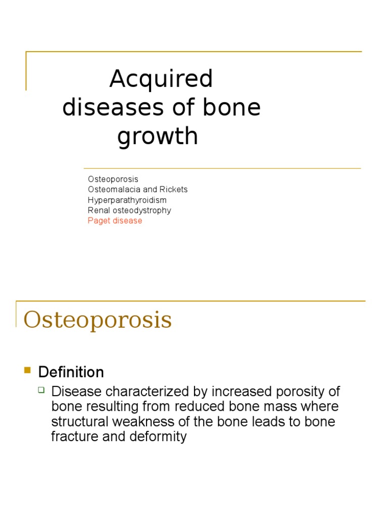 Acquired Diseases of Bone Growth | PDF | Osteoporosis | Bone