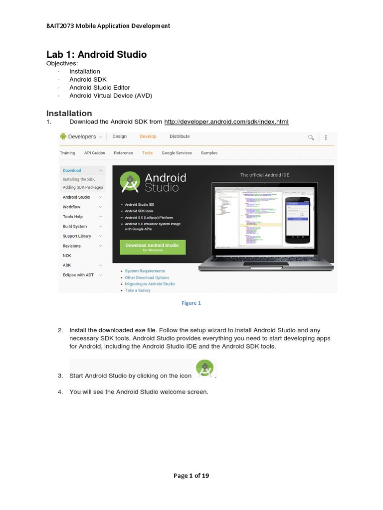Lab 1 Introduction To Android Studio | PDF | Computer Keyboard | Tab (Gui)