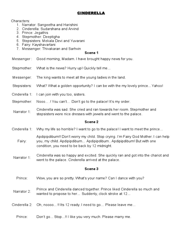 ADAPTED CINDERELLA Drama Script | PDF