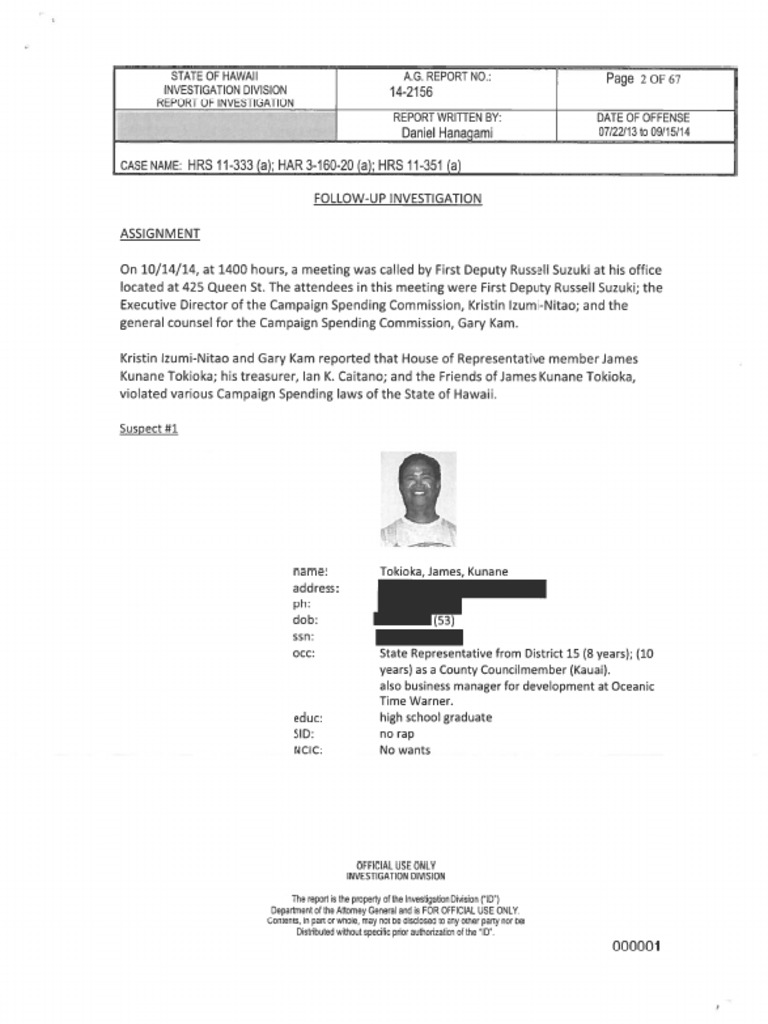 Tokioka Report (Redacted) | PDF