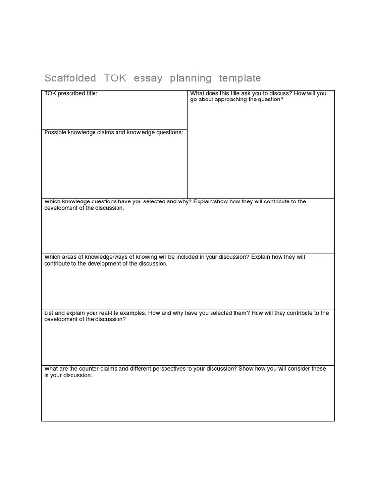 Scaffolded Tok Essay Planning Template | PDF | Cognition | Cognitive ...