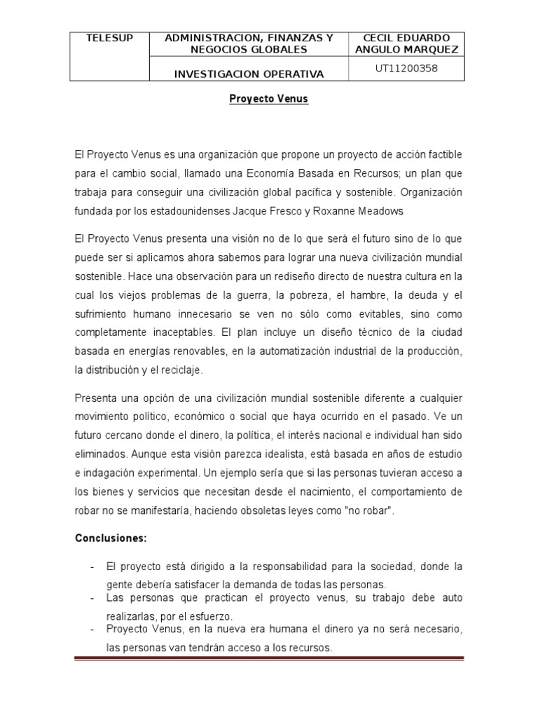 Proyecto Venus | PDF