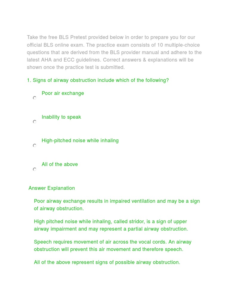 BLS Exam | Cardiopulmonary Resuscitation | Health Sciences