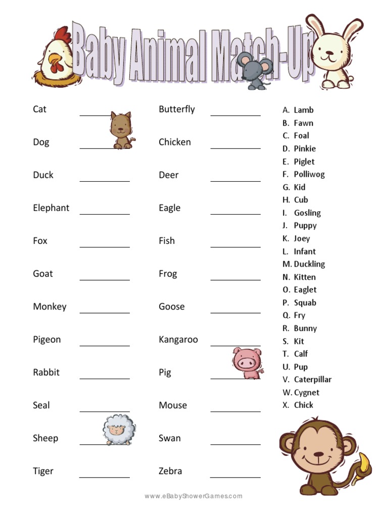 Animal Match Up Game | PDF