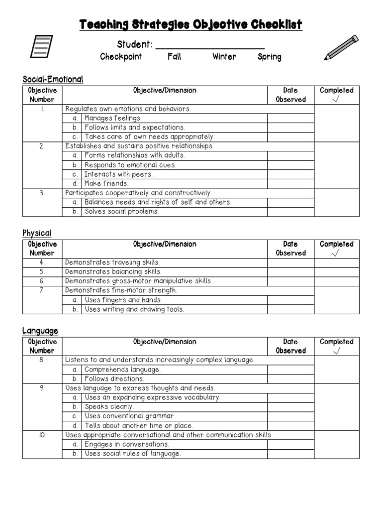 Teaching Strategies Objective Checklist | PDF | Emotions | Knowledge