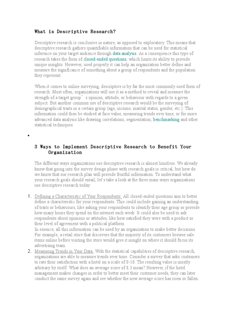 Understanding Descriptive Research Methods | PDF | Entrepreneurship ...