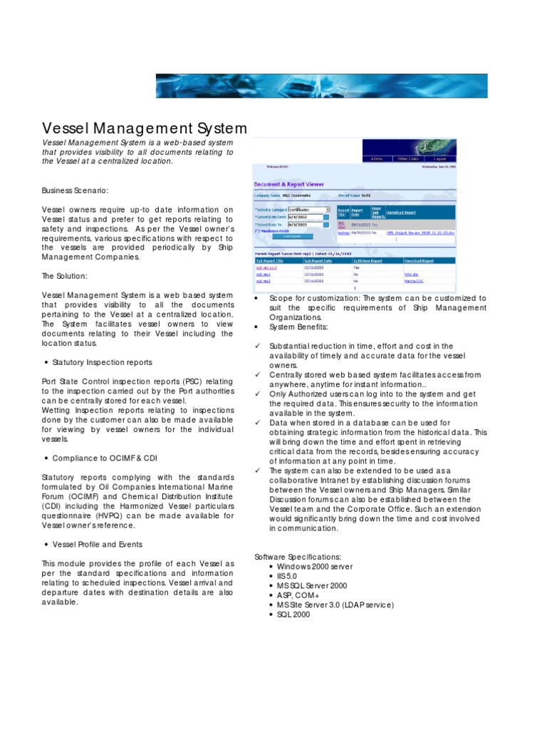 Vessel Management System | PDF | Web Application | Internet Forum