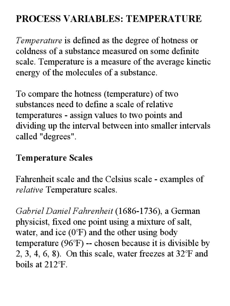 Process Variables-Temperature | PDF | Fahrenheit | Temperature