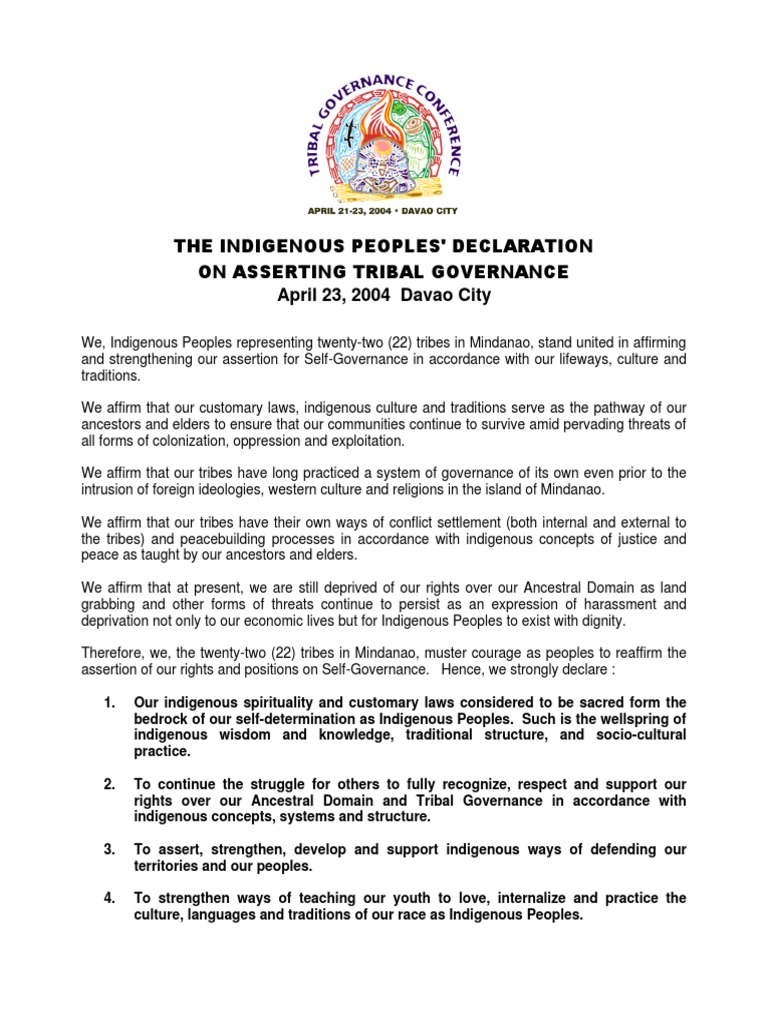 The Indigenous Peoples' Declaration on Asserting Tribal Governance ...