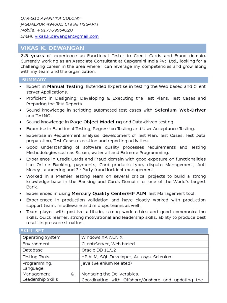 Resume Sample | PDF | Selenium (Software) | Expert