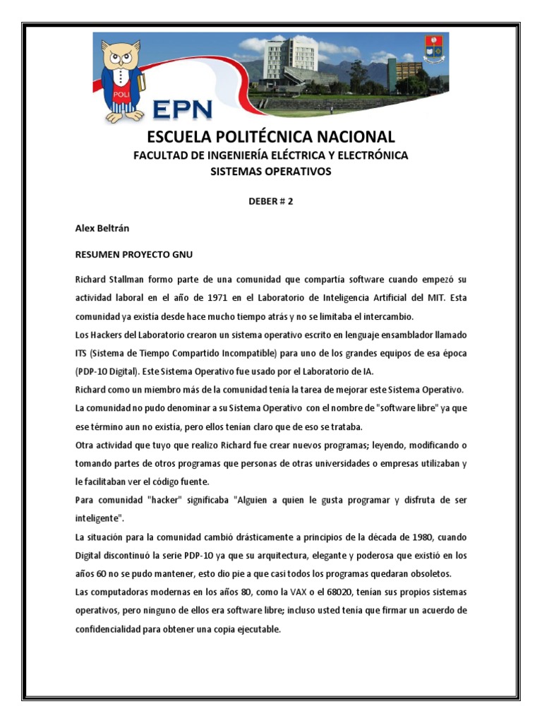 Proyecto GNU: Orígenes y Filosofía | PDF | Ñu | Software libre