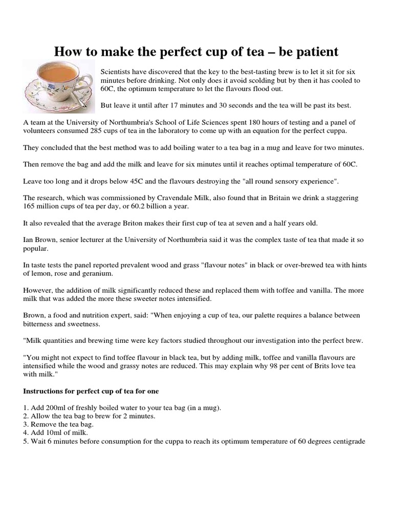 How To Make A Cup of Tea... | PDF