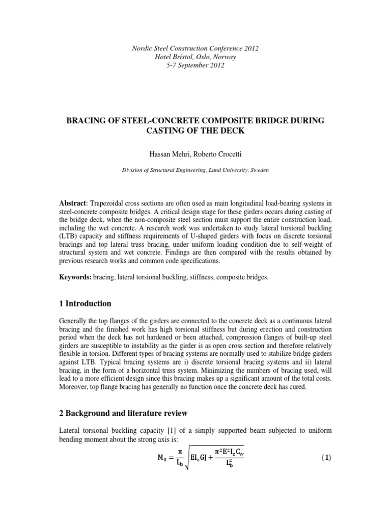 Analysis of Lateral Torsional Buckling Capacity of Steel-Concrete ...