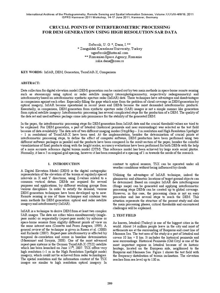 inSAR Processing For DEM Generation PDF | PDF | Interferometry | Remote Sensing