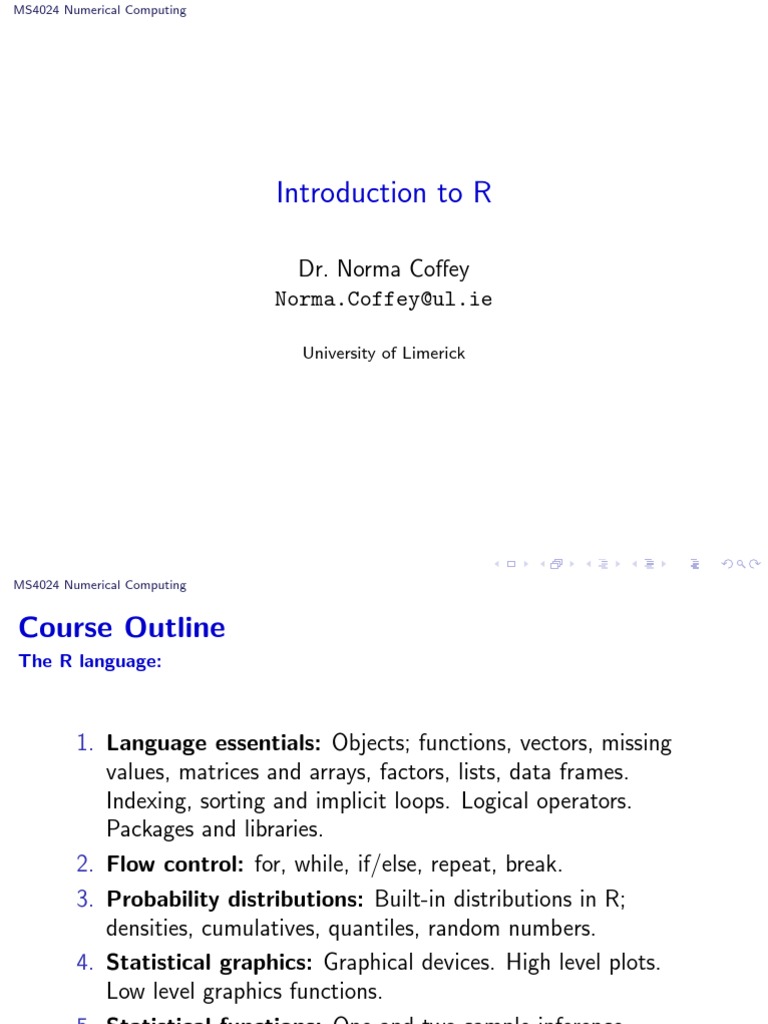 R Slides | PDF | R (Programming Language) | Matrix (Mathematics)