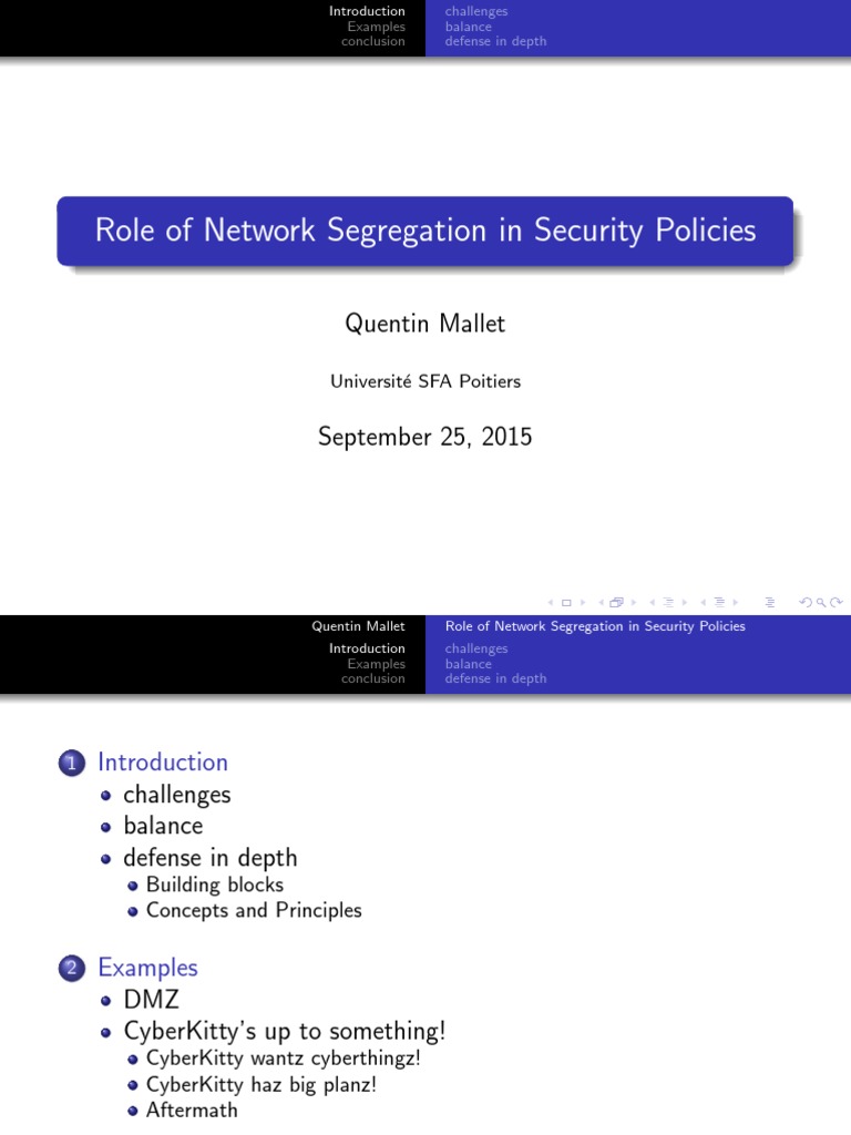 Network Segregation in Security Policies | PDF