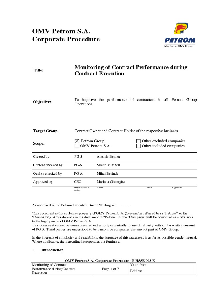 P HSSE 003 E Monitoring Contract Performance During Contr Execution ...