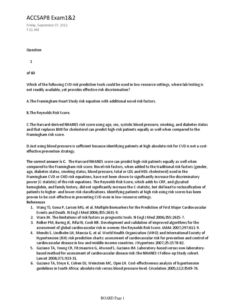 ACC SAP 8 Exam1&2ACC SAP 8 Exam1&2 | PDF | Low Density Lipoprotein | Hypertension