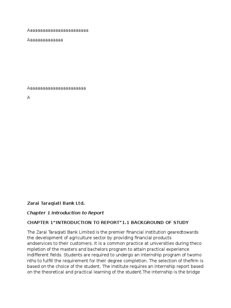 ZTBL Internship Report: Finance Division Insights | PDF | Business