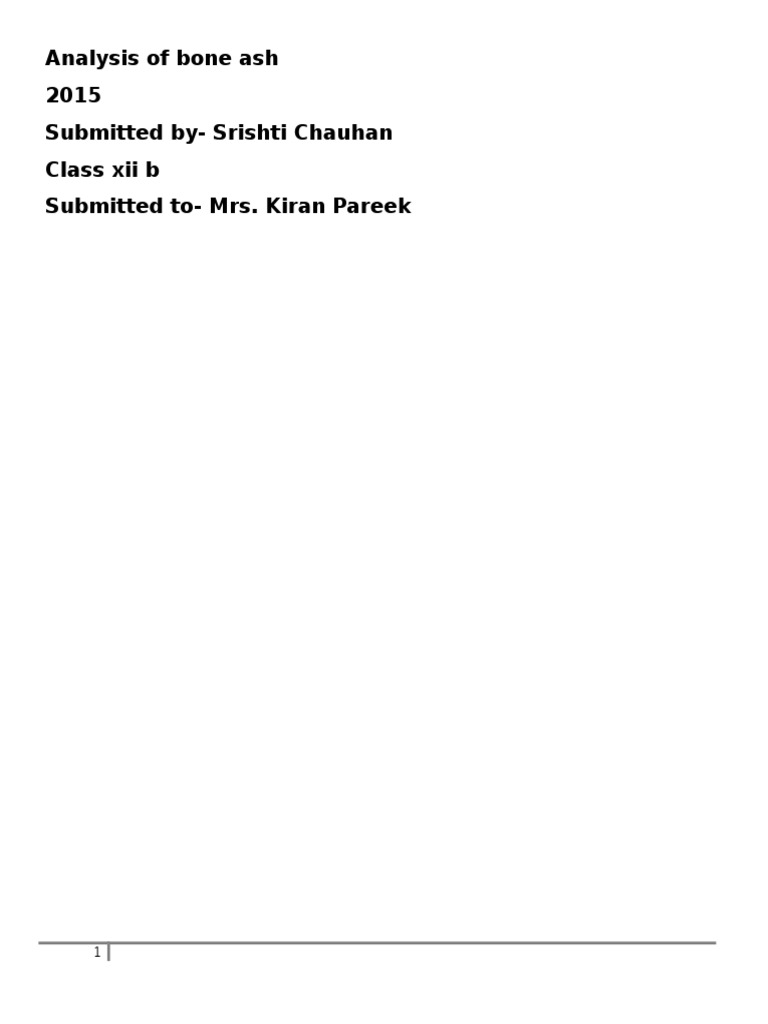 Analysis of Bone Ash PROJECT | PDF | Magnesium | Precipitation (Chemistry)