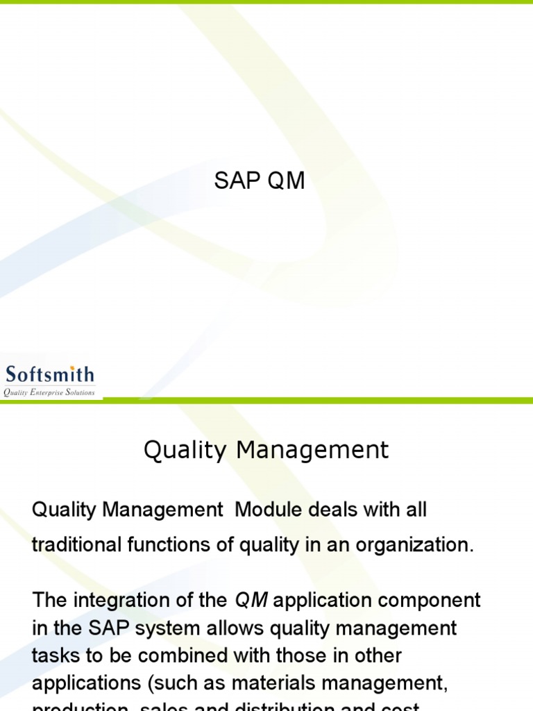 Sap QM | PDF | Specification (Technical Standard) | Quality (Business)