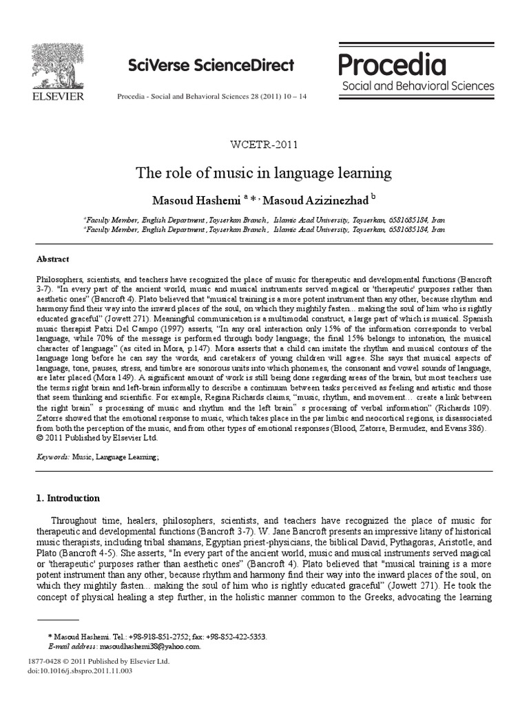 The Role of Music in Language Learning | PDF | Stress (Linguistics ...
