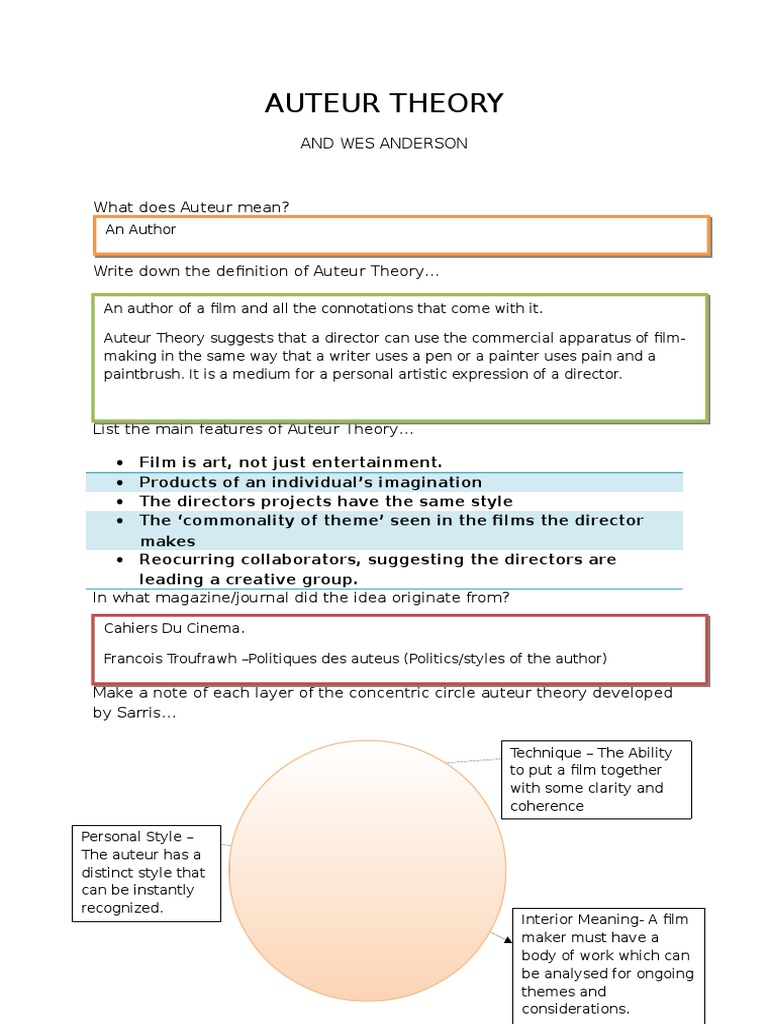 Auteur Theory - Handout | PDF | Philosophy